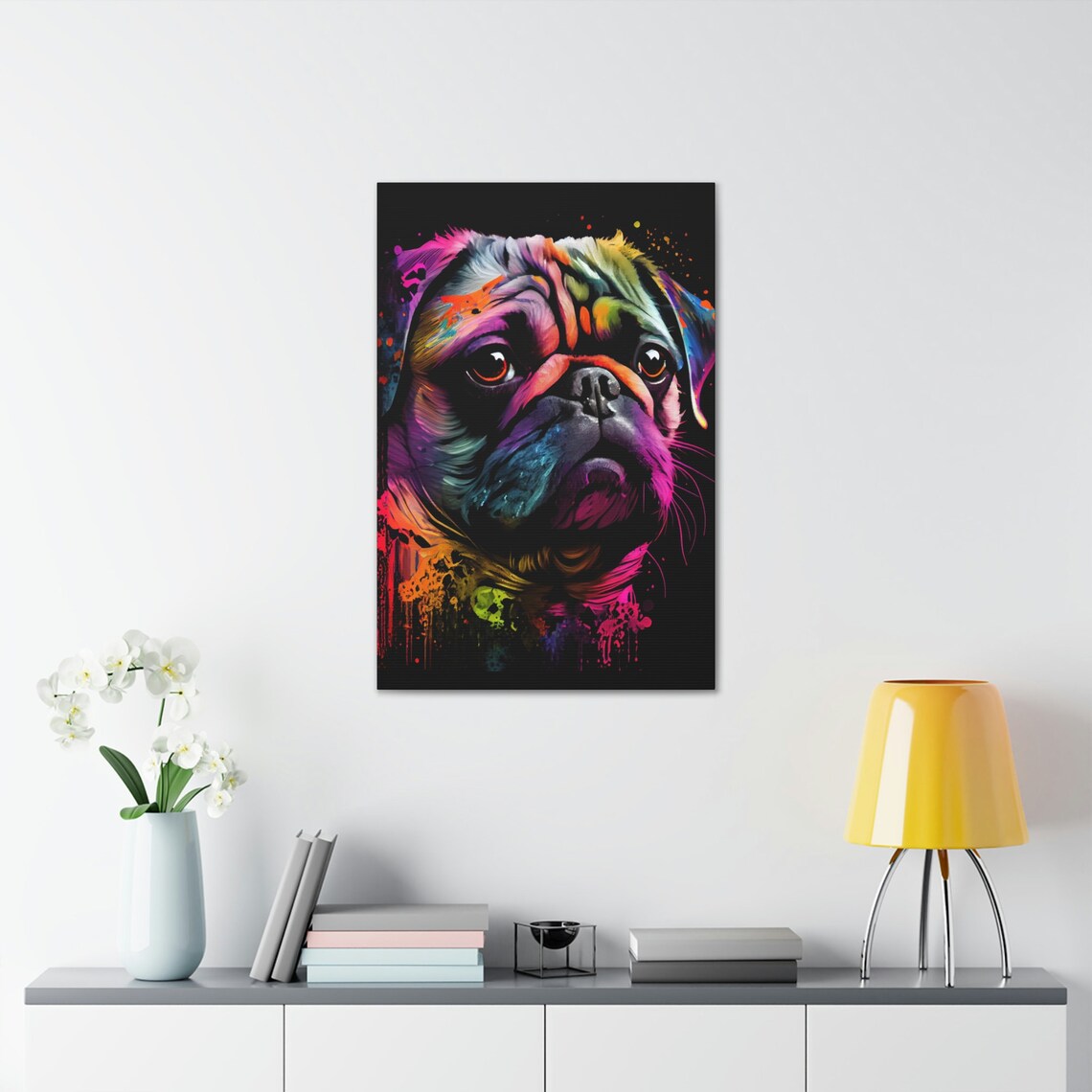 Abstract Colorful Pug Painting on Canvas, Pug Wall Art, Pug Wall Decor ...