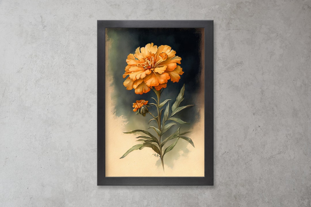 Watercolor Marigold Print, Marigold Poster, Marigold Painting - Etsy