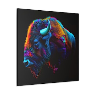 Abstract Colorful Bison Painting on Canvas, Bison Wall Art, Bison Wall ...