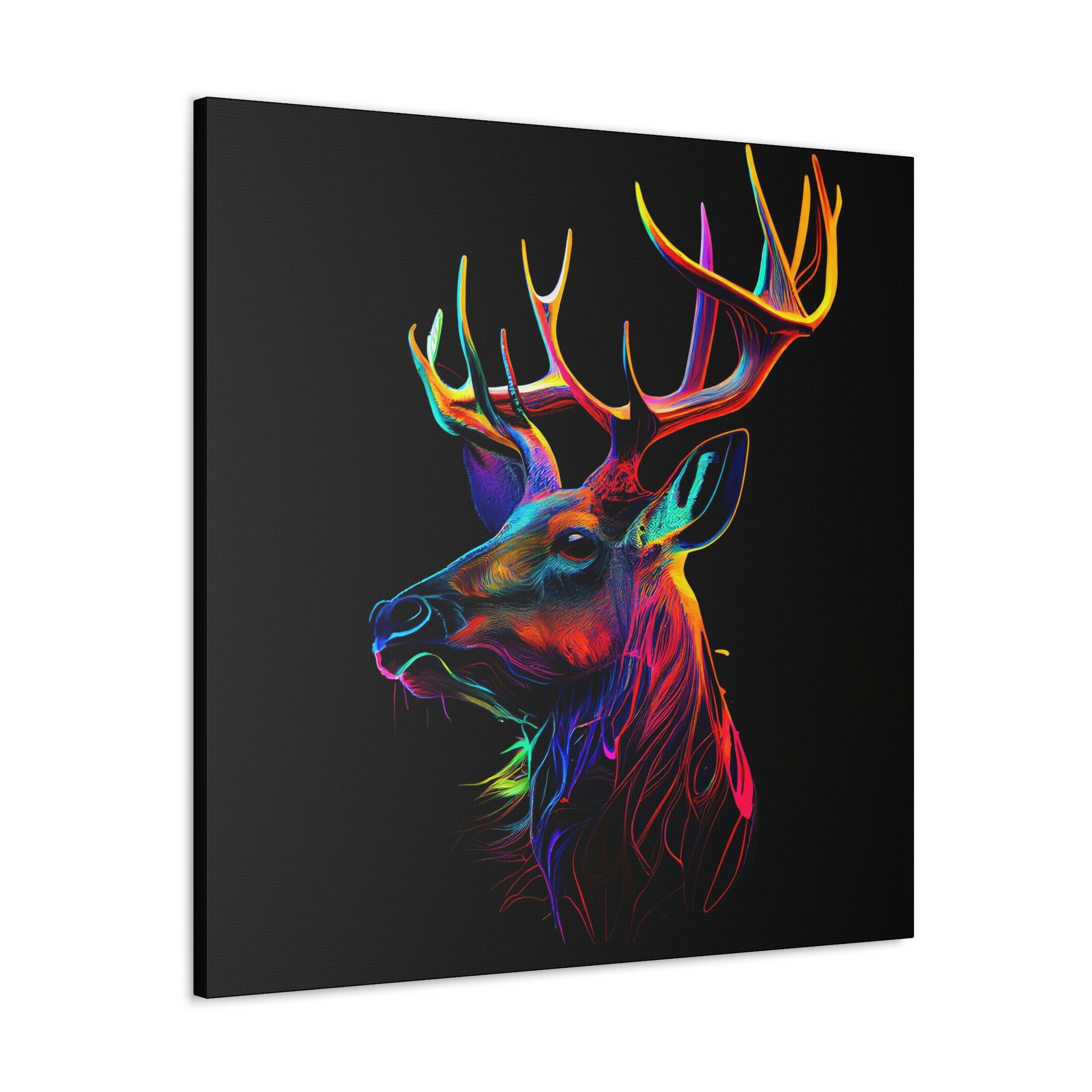 Colorful Neon Buck Painting on Canvas, Buck Wall Art, Animal Poster ...