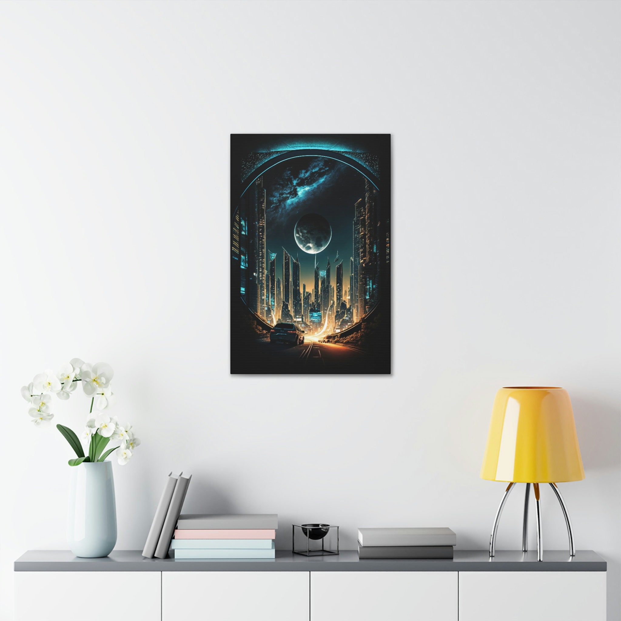 Futuristic City, Modern Wall Art, Gifts for Men, Modern Decor, Sci-fi ...