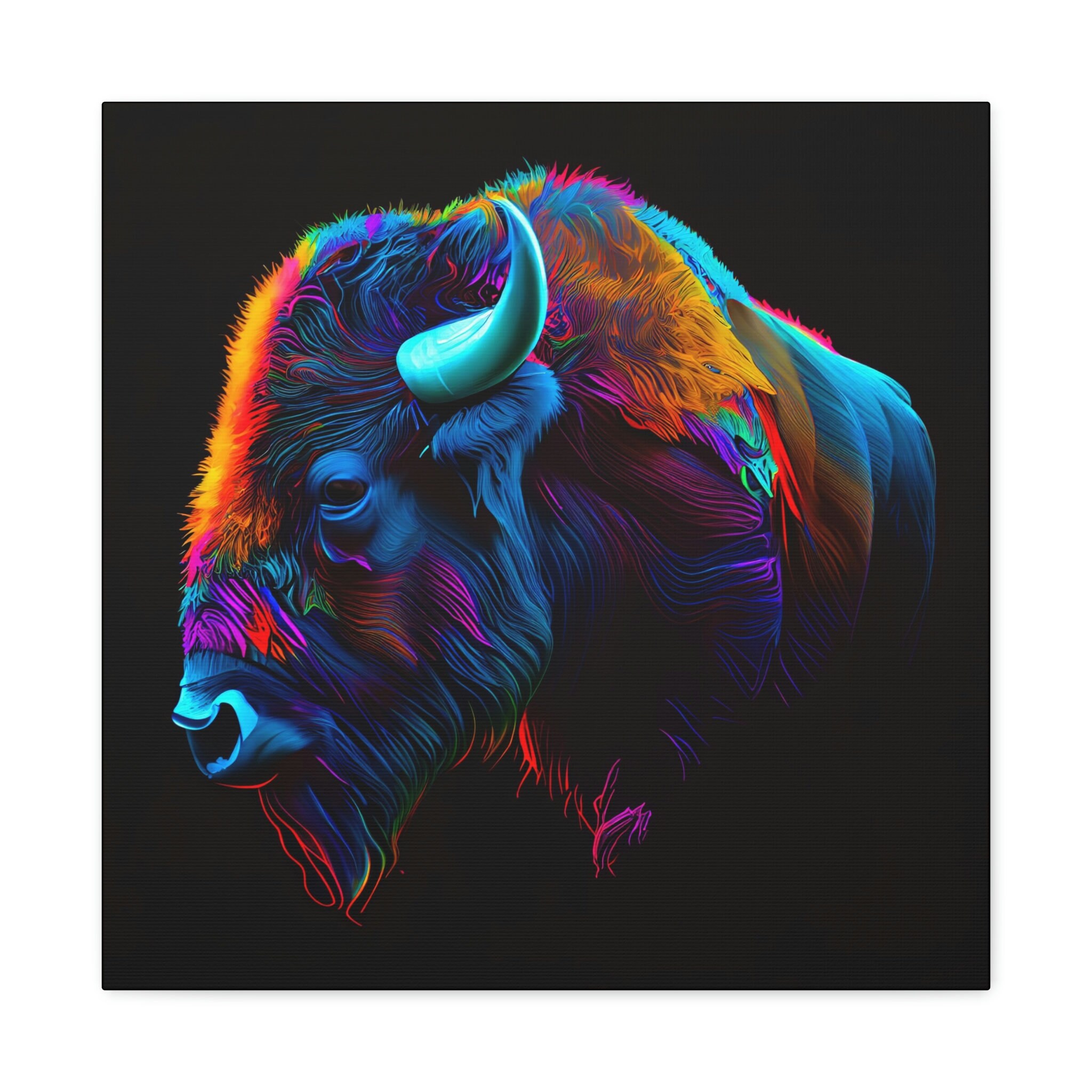 Abstract Colorful Bison Painting on Canvas, Bison Wall Art, Bison Wall ...