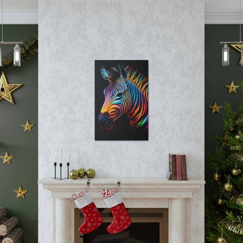 Abstract Colorful Zebra Painting on Canvas, Zebra Wall Art, Zebra Wall ...