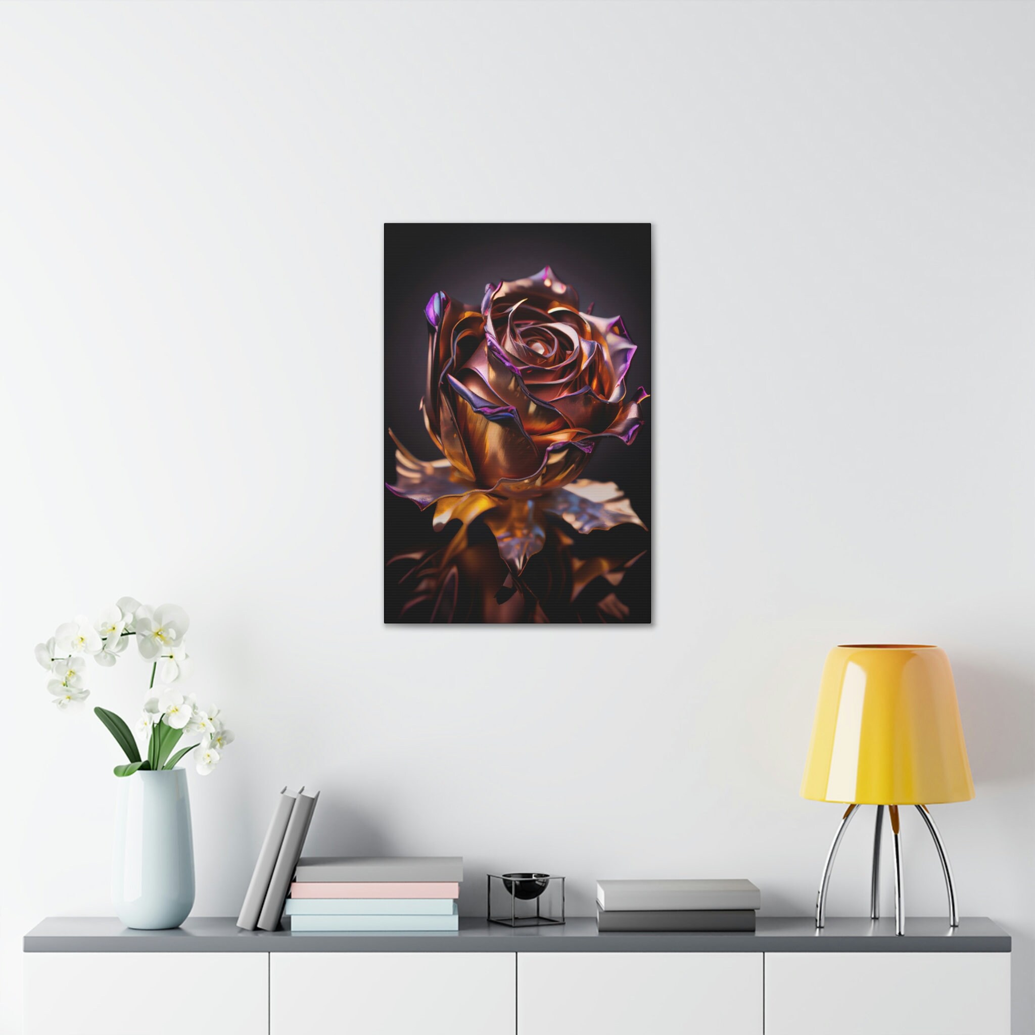 Metal Rose Wall Sculpture Painting on Canvas - Timeless Industrial Chic ...