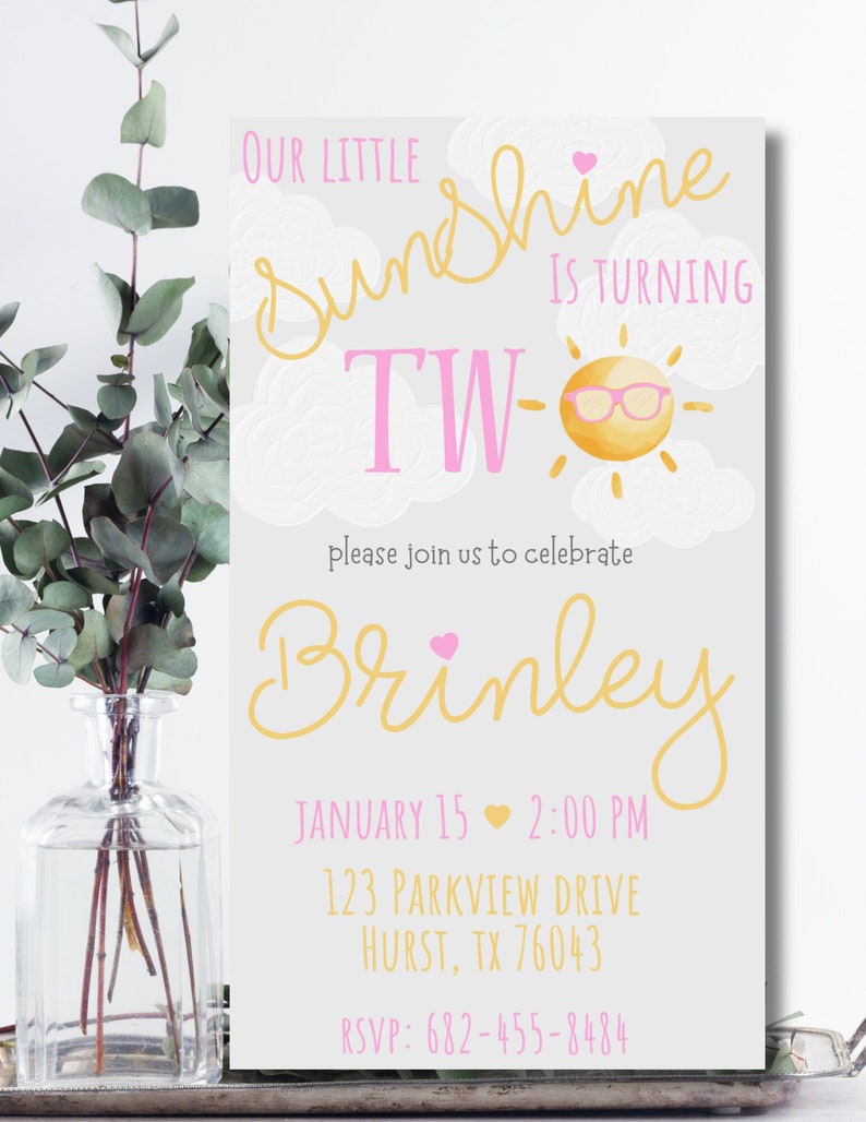 Second Birthday, Birthday Invitation, 2nd Birthday, Digital, Template ...