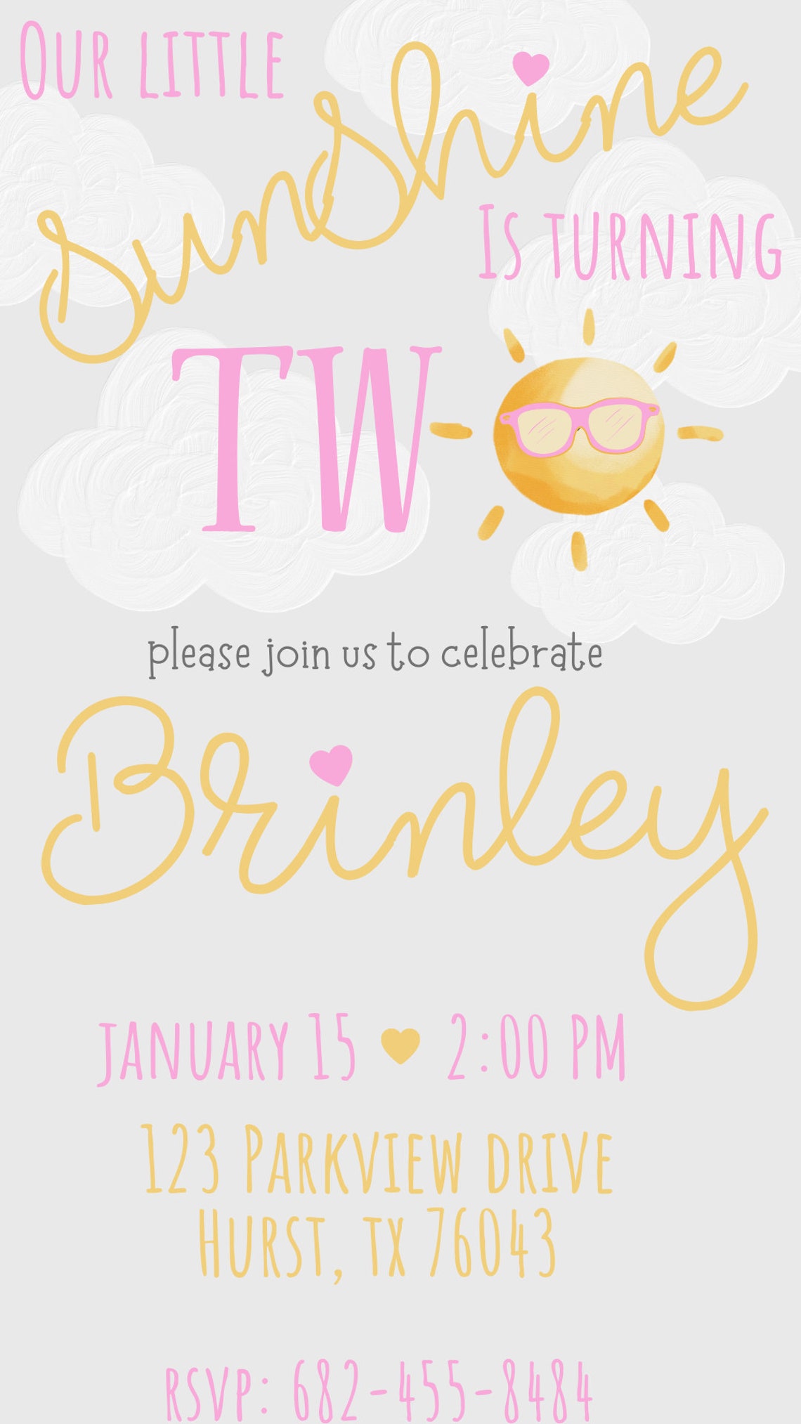Second Birthday, Birthday Invitation, 2nd Birthday, Digital, Template ...