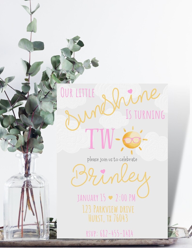 Second Birthday, Birthday Invitation, 2nd Birthday, Digital, Template ...