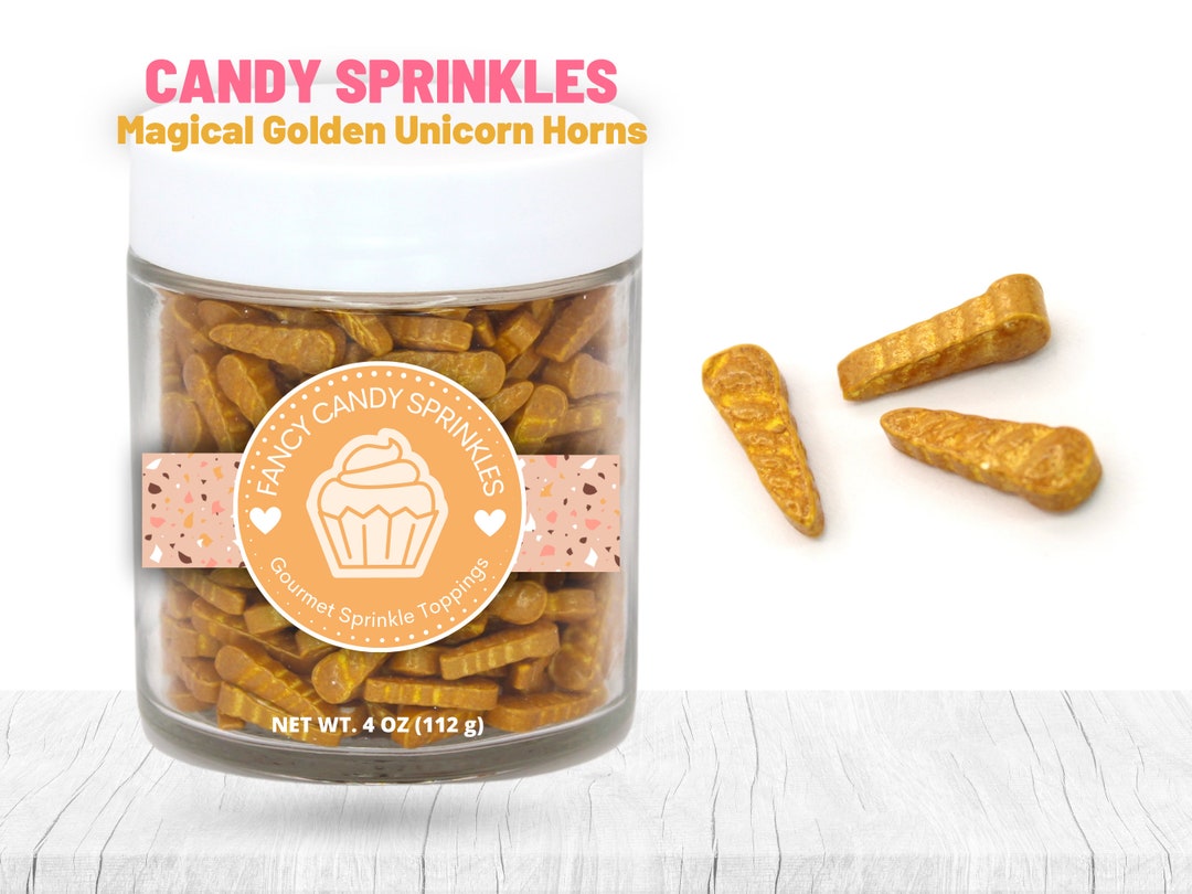 Golden Mythical Unicorn Horns Sprinkles Fun Shapes Fancy Gourmet Candy ...