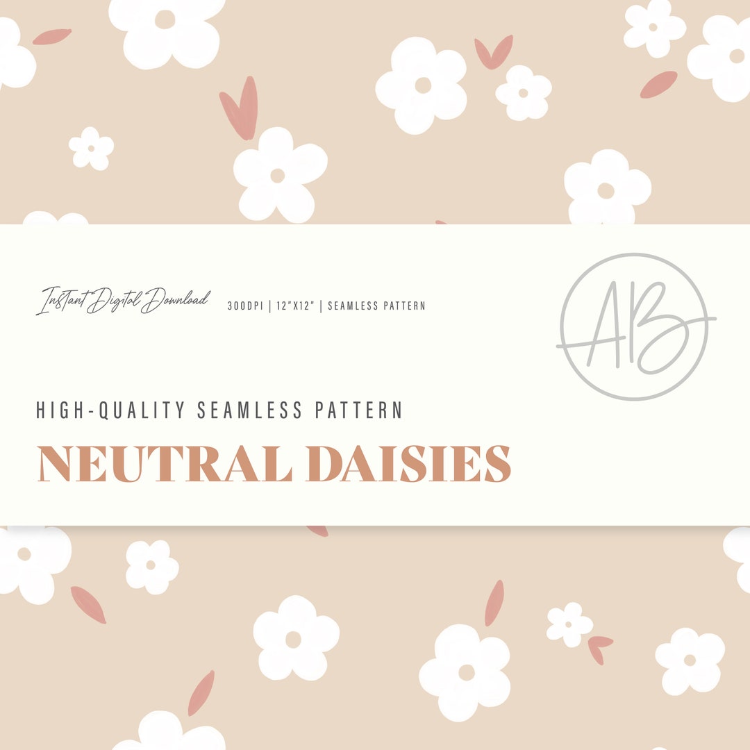 Neutral Daisy Dream | Seamless Patterns | 12x12 Scrapbook Papers | Boho ...