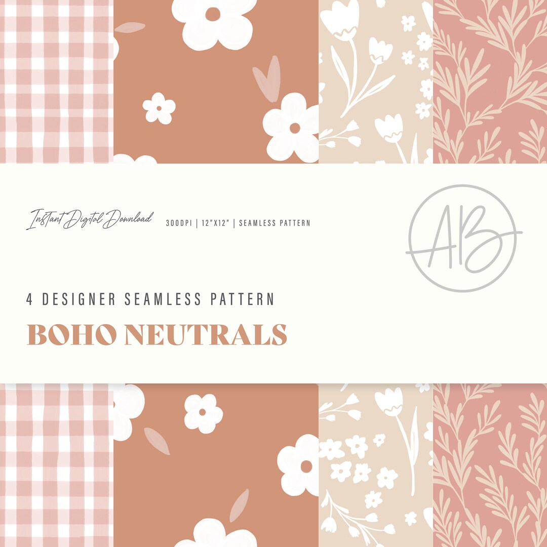 Boho Neutral Patterns | Seamless Patterns | 12x12 Scrapbook Papers ...