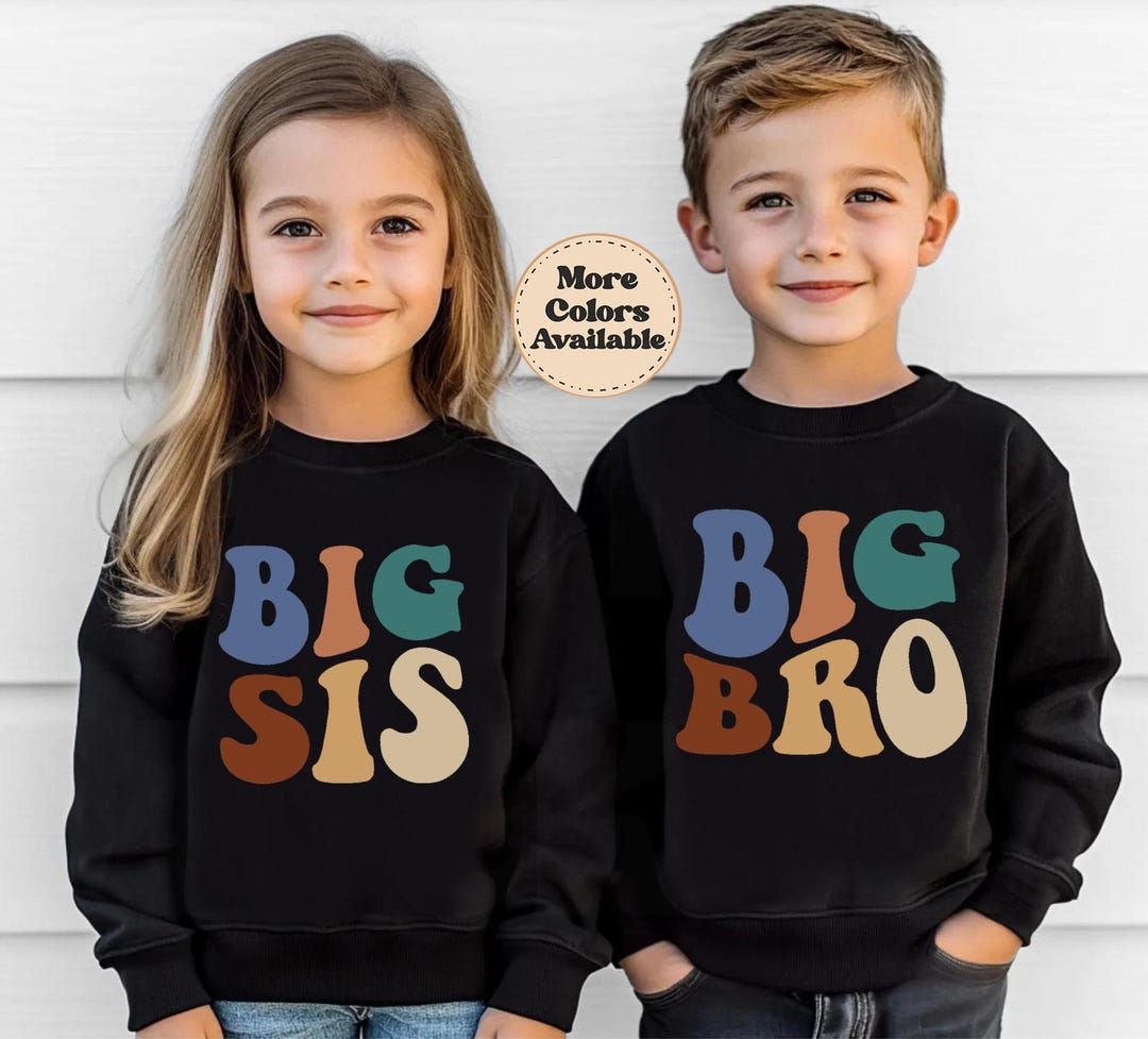 Big Bro Big Sis Lil Bro Lil Sis Matching Sibling Sweatshirt, Retro ...