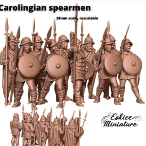 10x Carolingian Spearmen Infantry Squad - 3D Resin Printed, 28mm Scale ...