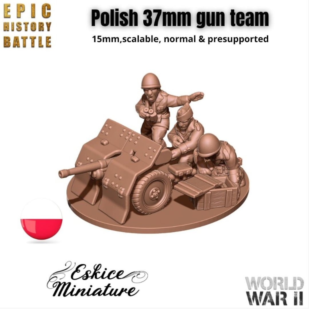 4x Polish 37mm Field Guns With Crew 3D Resin Printed, 15mm Scale - Etsy