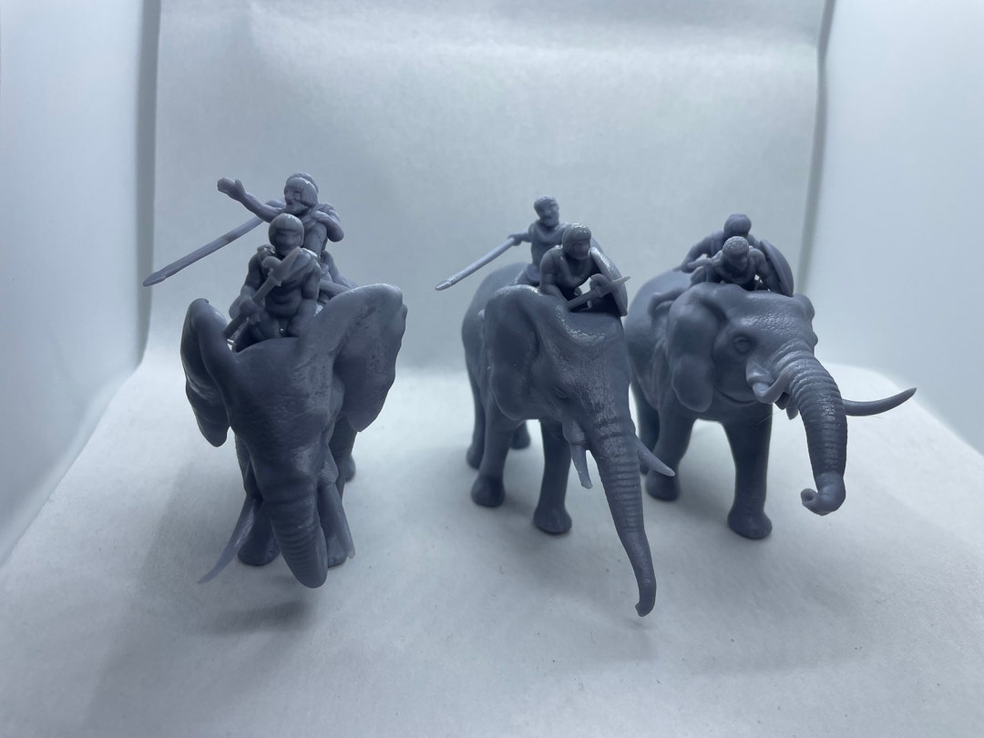 3x Dark Age Numidian Elephants With Riders - 3D Resin Printed, 28mm ...