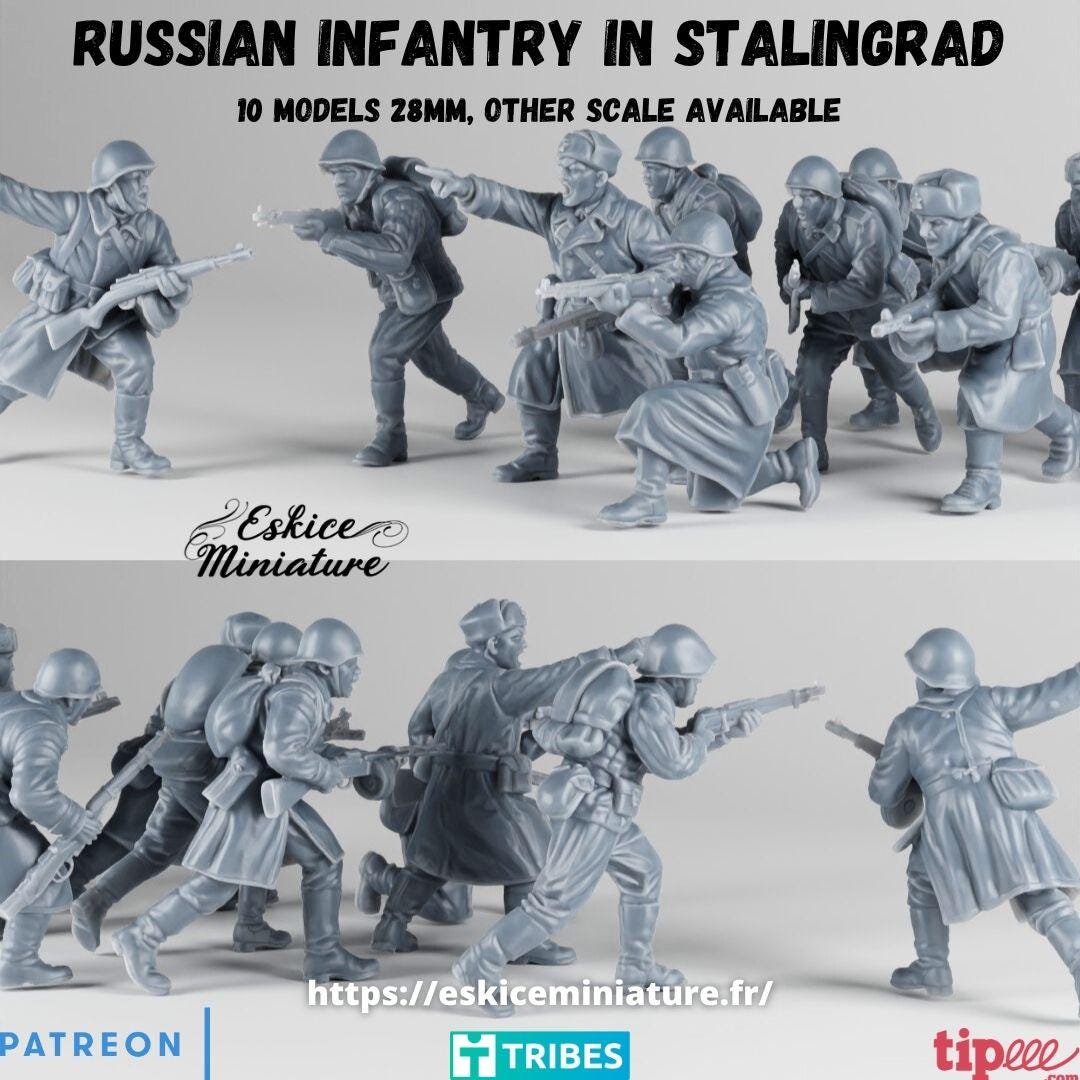 10x Soviet Army Stalingrad Infantry Squad - World War 2 - 3D Resin ...