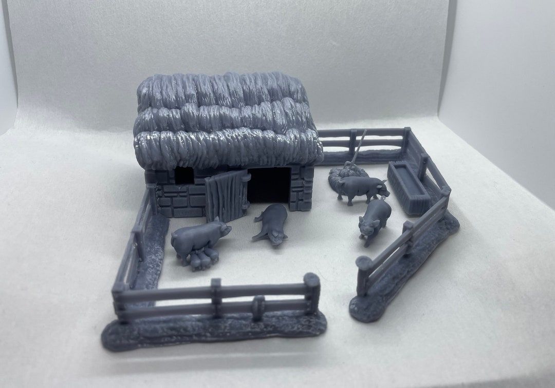 Generic Pigsty With Pigs Terrain - 3D Resin Printed, 28mm Scale - Etsy