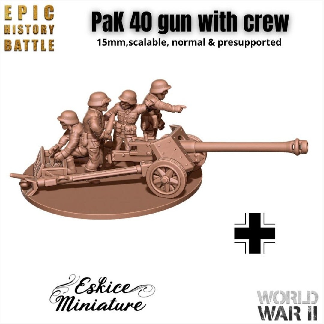 4x Pak 40 Field Guns With Crew - 3D Resin Printed, 15mm Scale - Etsy