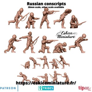10x Soviet Army Conscript Squad - World War 2 - 3D Resin Printed, 28mm ...