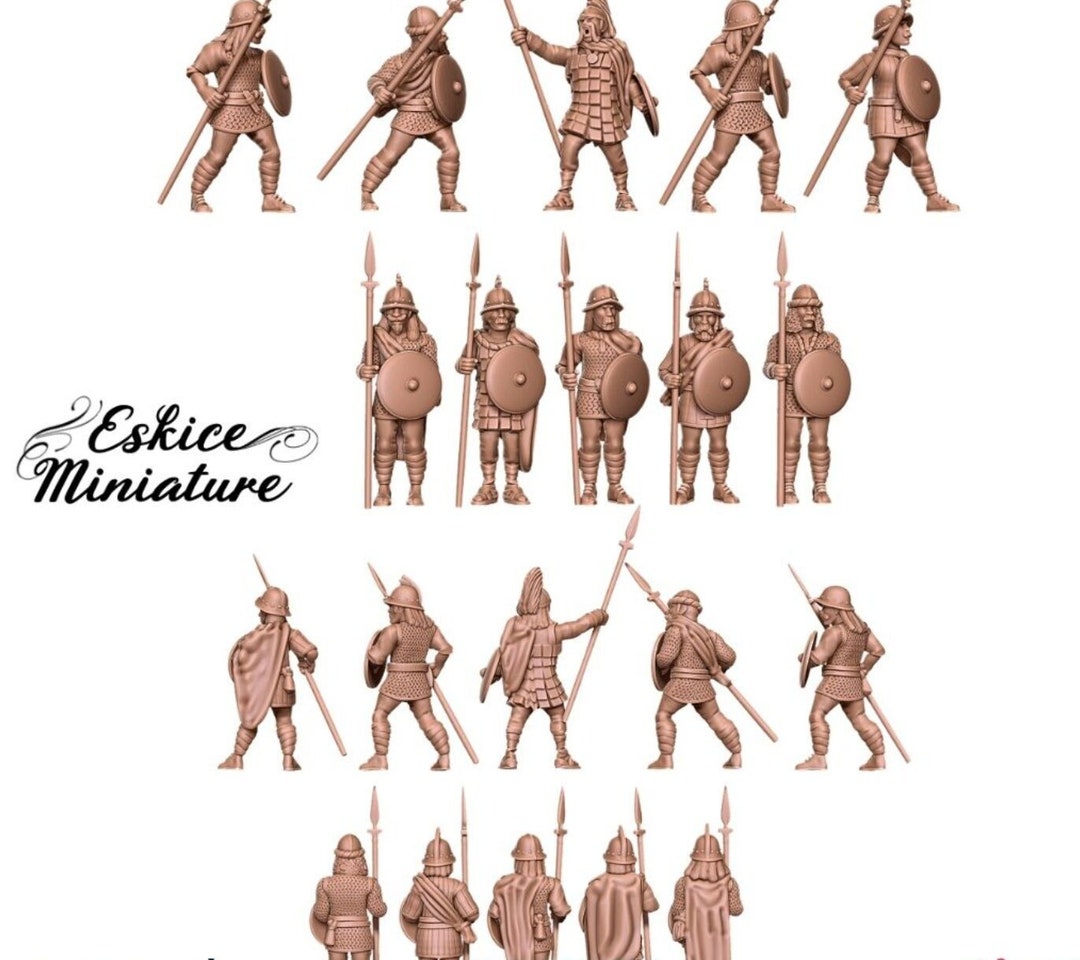 10x Carolingian Spearmen Infantry Squad - 3D Resin Printed, 28mm Scale ...