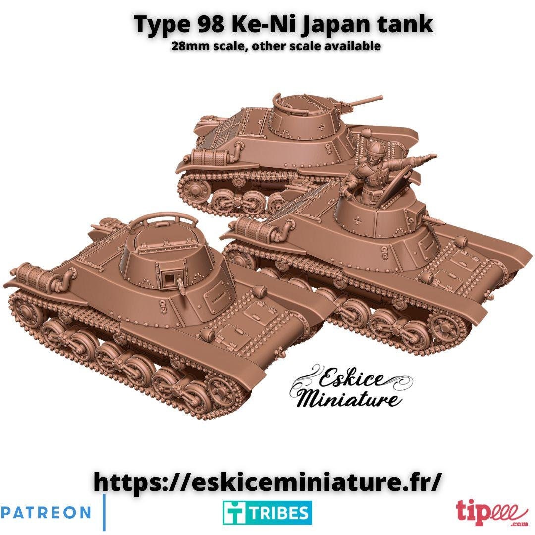 Type 98 Ke-ni Japanese Light Tank - 3D Resin Printed, 28mm Scale - Etsy