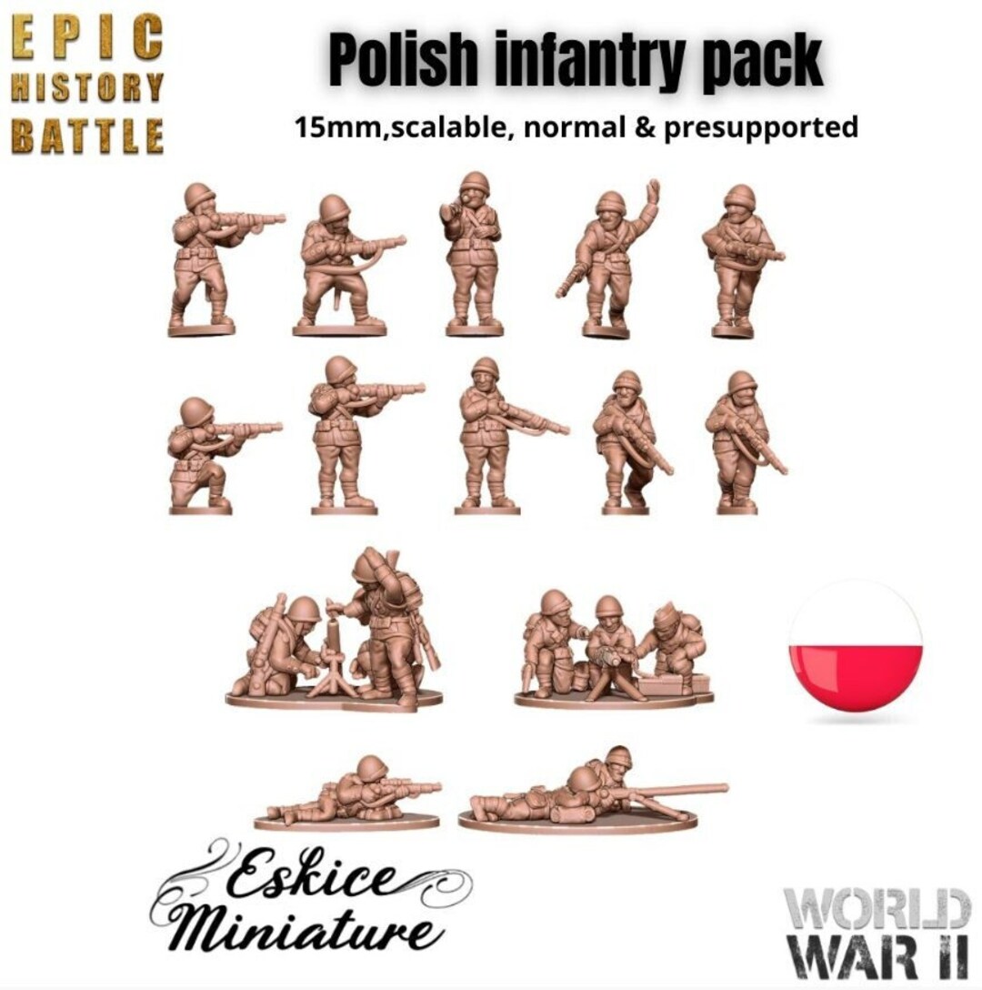 Early War Polish Infantry Pack - 3D Resin Printed, 15mm Scale - Etsy
