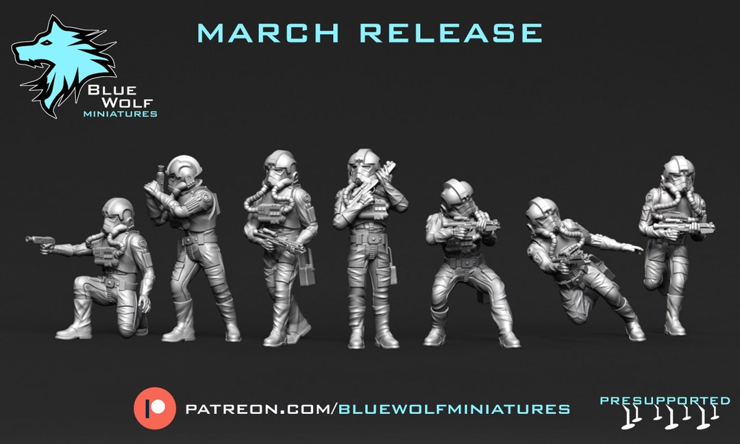 7x Imperial Pilot Squad Interstellar Civil War 3D Resin Printed, 35mm ...