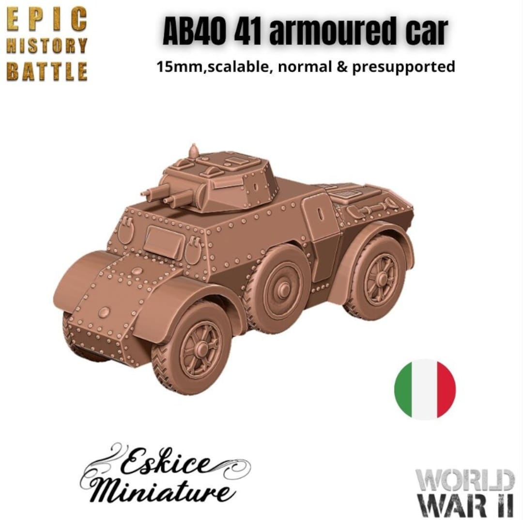 5x AB40 41 Italian Armored Cars - 3D Resin Printed, 15mm Scale - Etsy