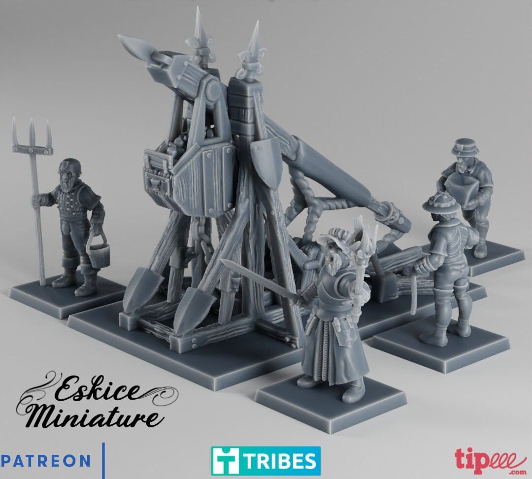 Trebuchet With 4x Crew - the Old Era - 3D Resin Printed, 28mm Scale - Etsy