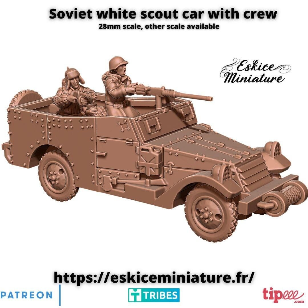Soviet White Scout Halftrack With Crew 3D Resin Printed, 28mm Scale - Etsy