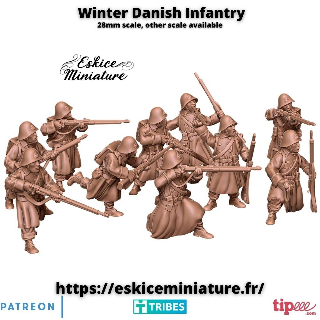 10x Winter Danish Army Rifle Squad - World War 2 - 3D Resin Printed ...