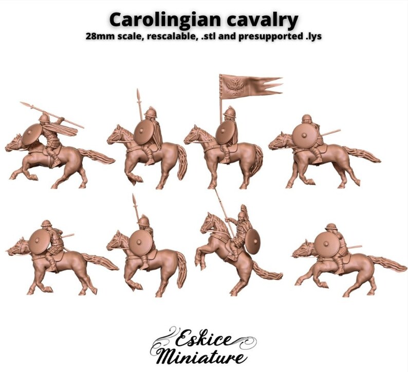 8x Carolingian Cavalry Squad - 3D Resin Printed, 28mm Scale - Etsy