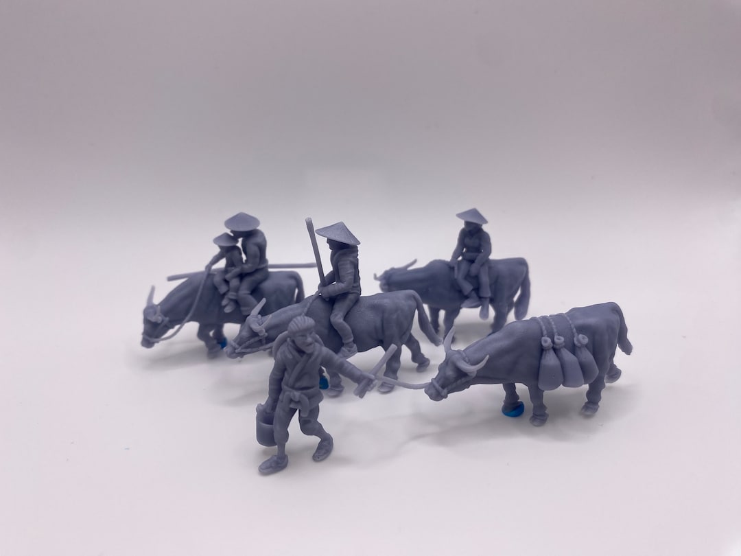 4x Water Buffalo With Vietcong - 3D Resin Printed, 28mm Scale - Etsy