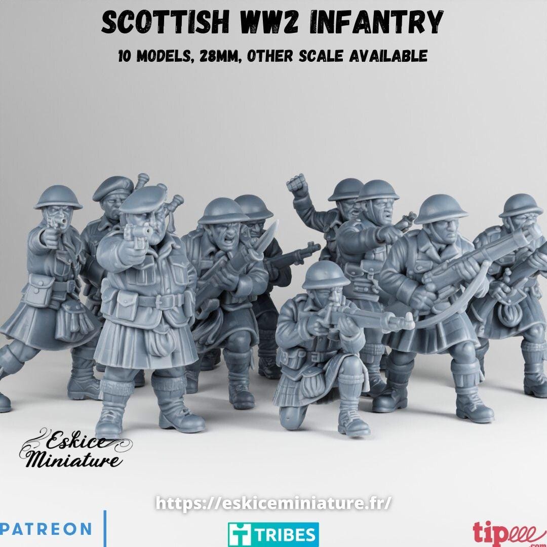 10x Scottish Infantry Squad - World War 2 - 3D Resin Printed, 28mm ...