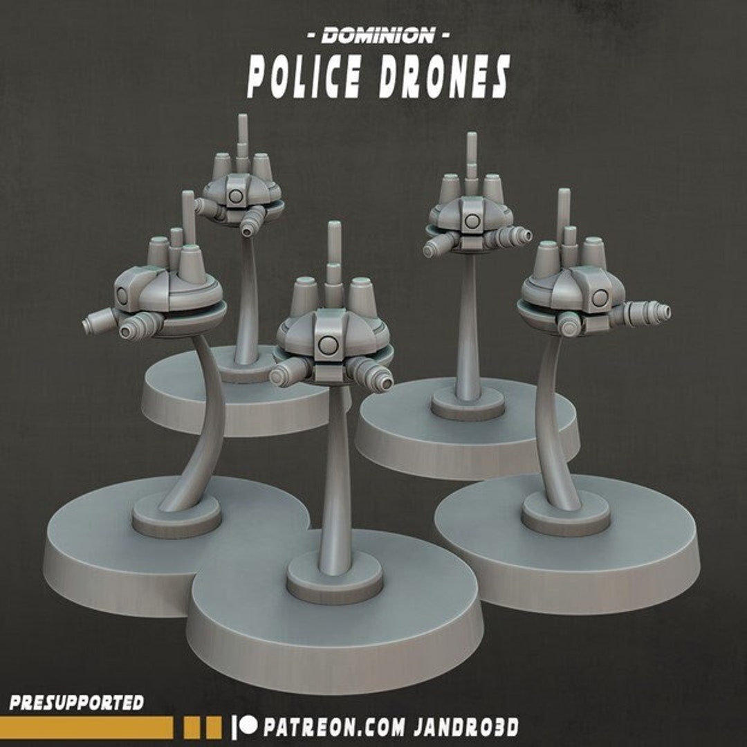 5x Police Drones - Interstellar Civil War - 3D Resin Printed, 35mm ...