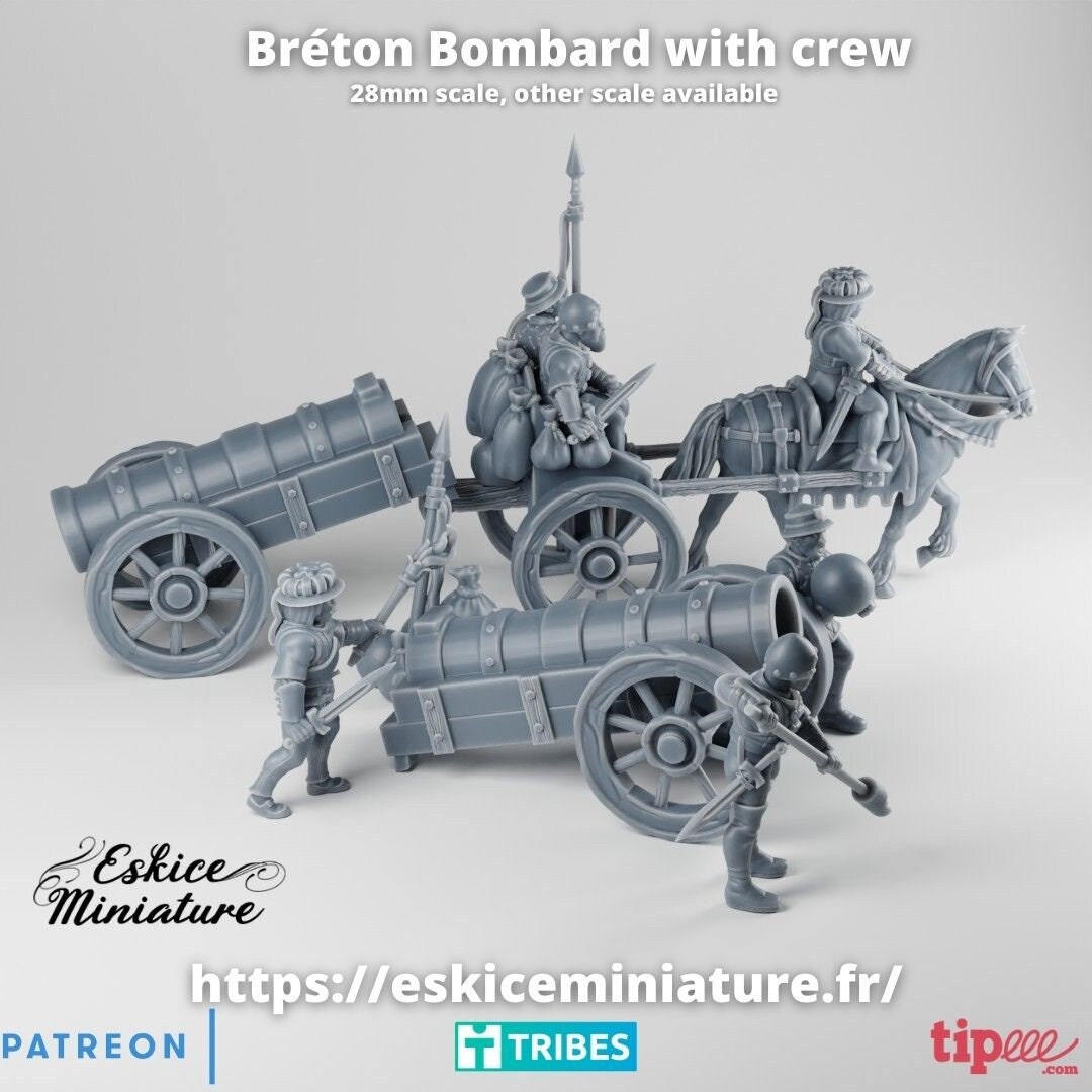 Breton Bombard With Crew and Horse - the Old Era - 3D Resin Printed ...
