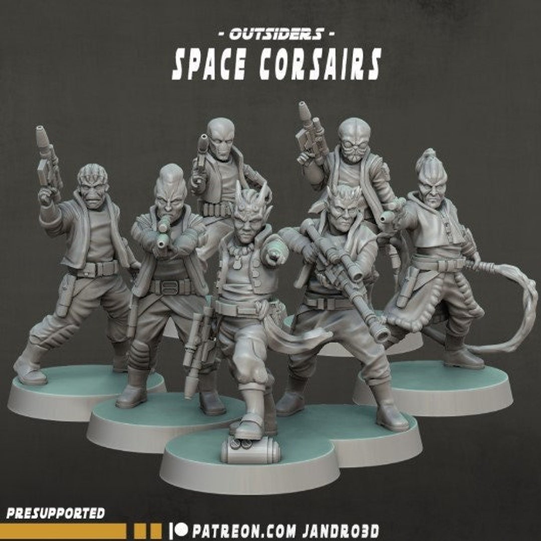 7x Space Corsair Squad Interstellar Civil War 3D Resin Printed, 35mm ...