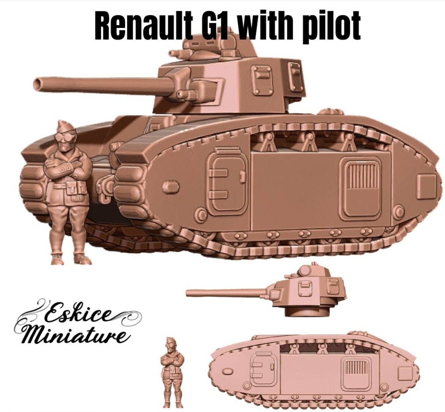Renault G1 French Medium Tank 3D Resin Printed 28mm Scale - Etsy