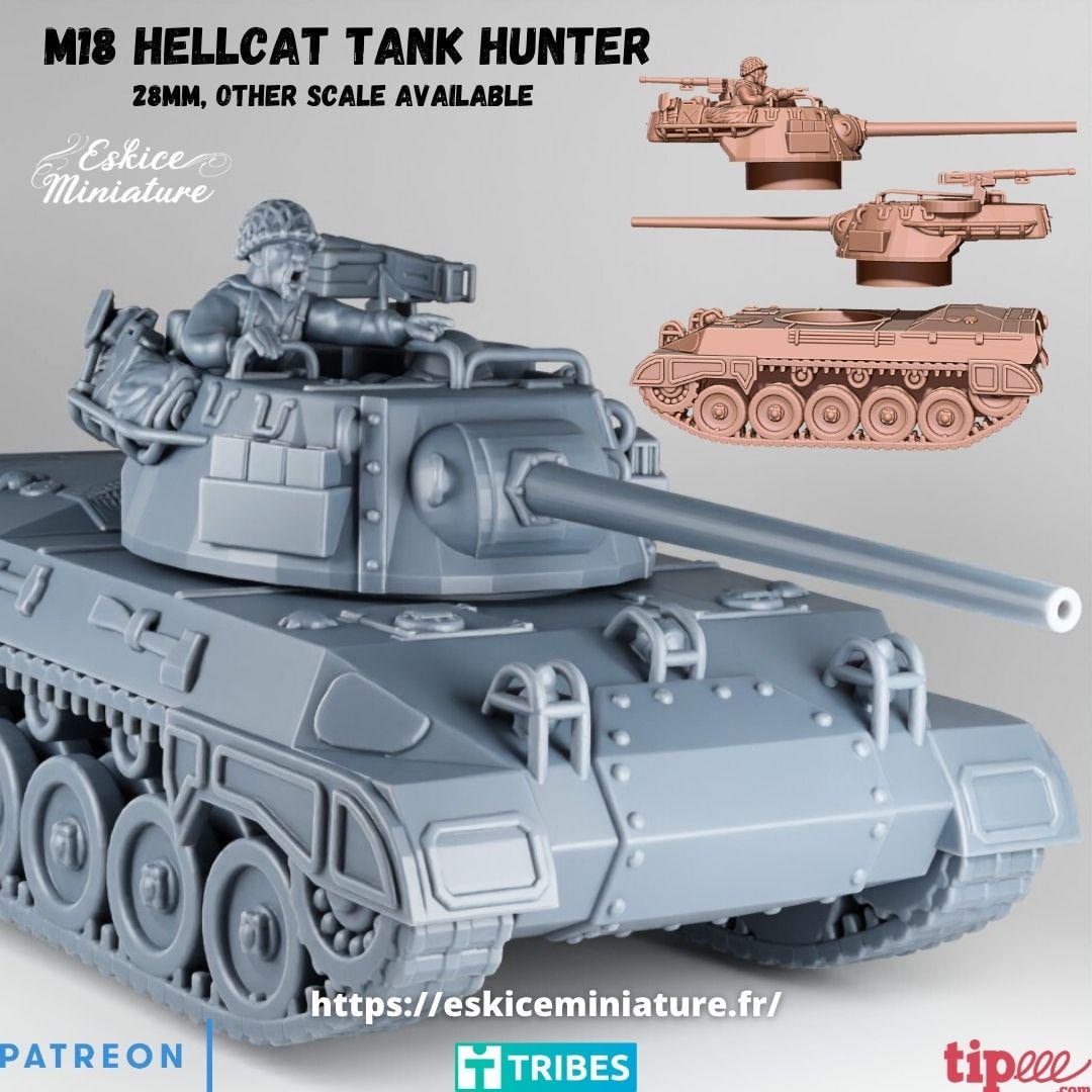 M18 Hellcat United States Tank Destroyer - 3D Resin Printed, 28mm Scale ...