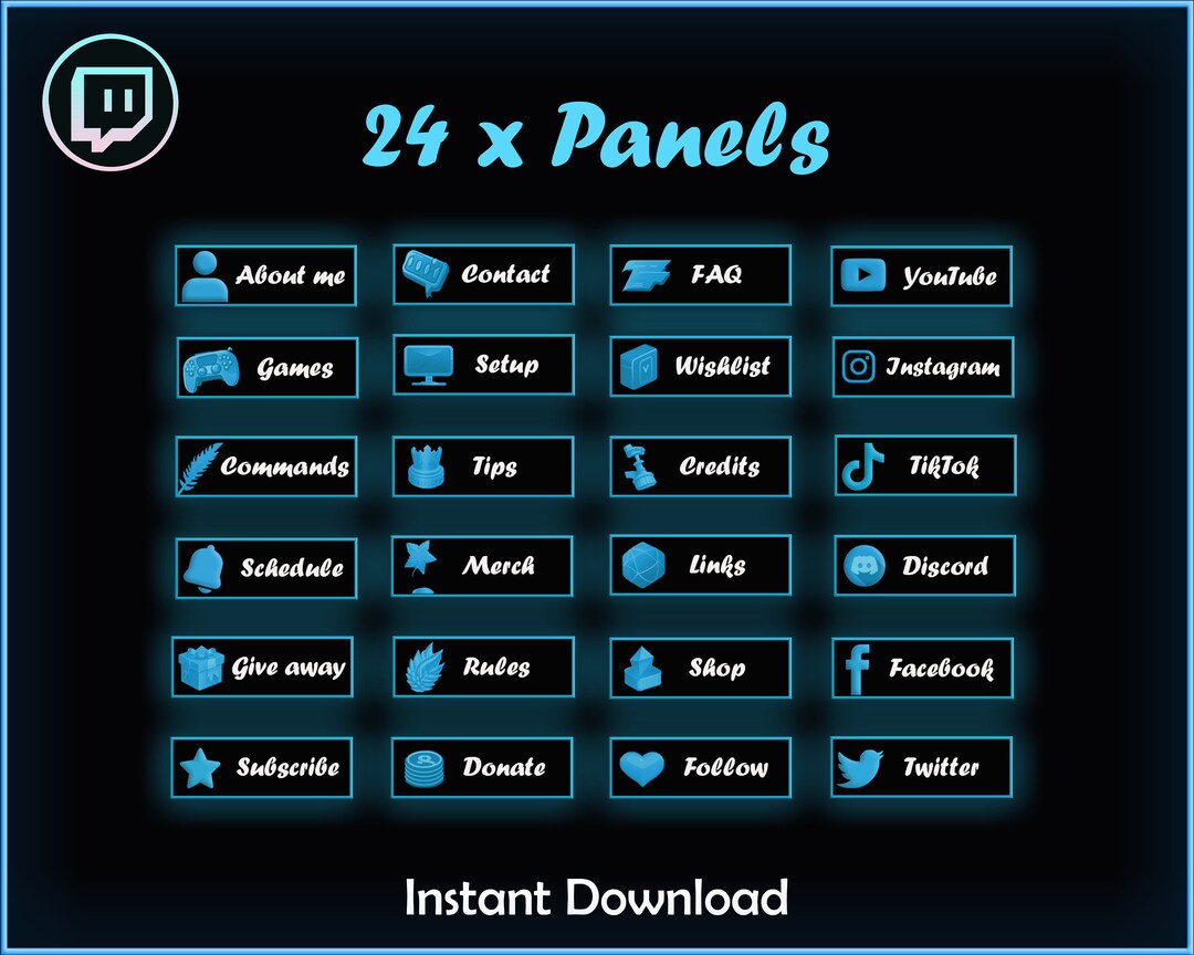 Dark Twitch Panels Pack | Streaming Panels | Aesthetic Twitch Panels - Etsy