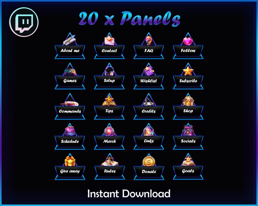 Twitch Panels Pack | Blue Streaming Panels | Aesthetic Twitch Panels - Etsy