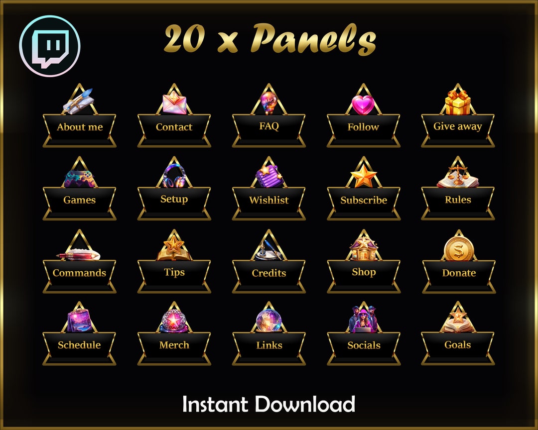 Twitch Panels Pack Streaming Panels Gold Aesthetic Twitch - Etsy