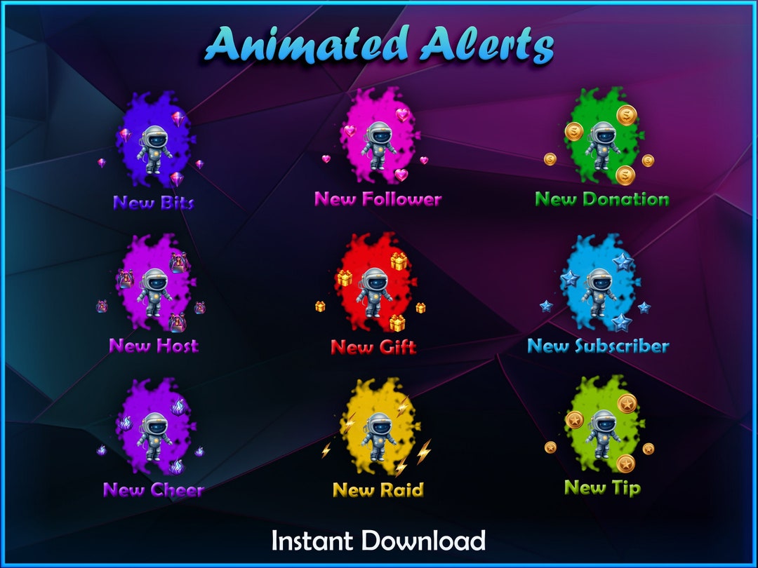 Twitch Alerts Animated | Stream Alerts | Astronaut Stream Alerts - Etsy