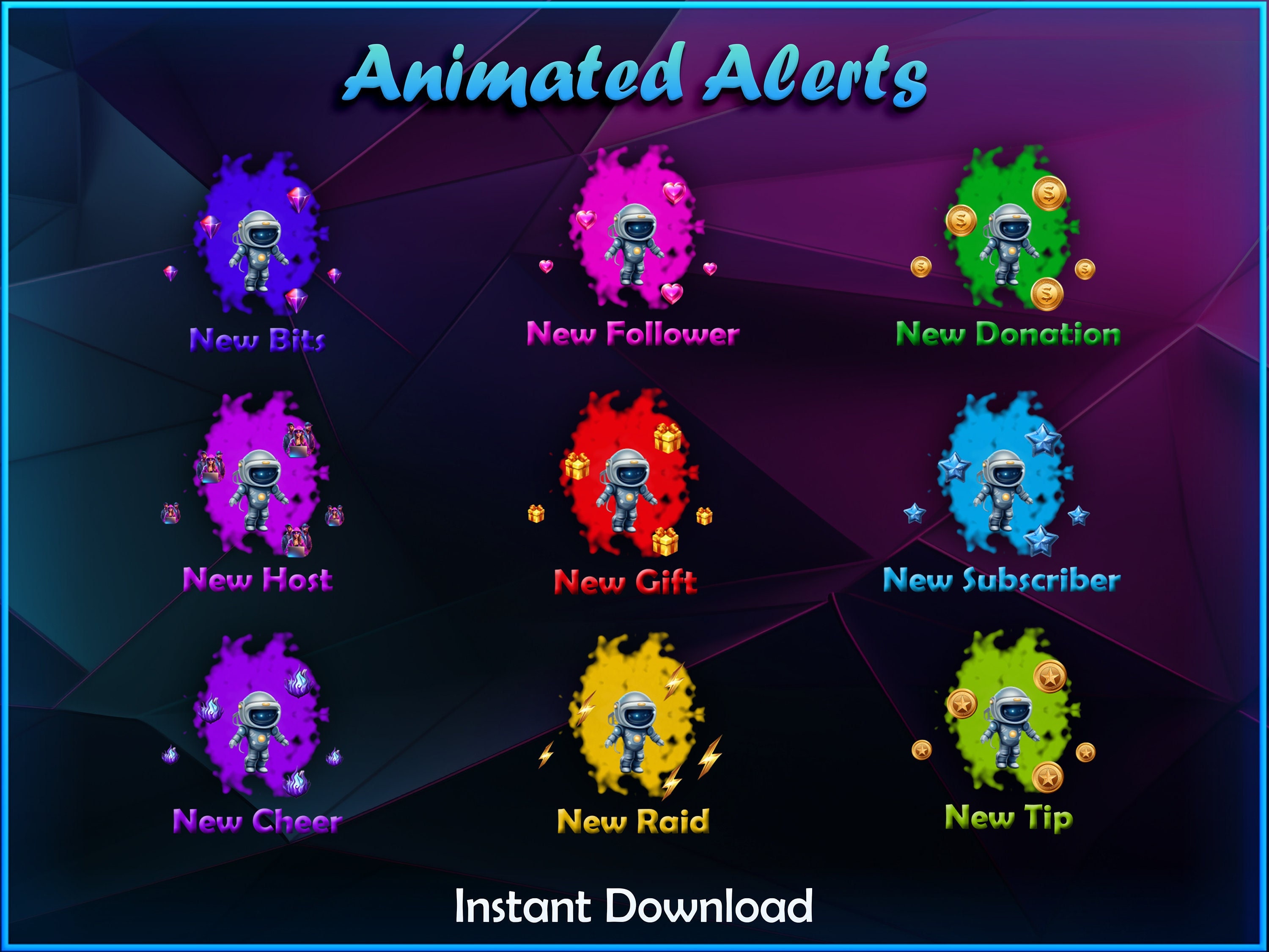 Twitch Alerts Animated Stream Alerts Astronaut Stream Alerts - Etsy