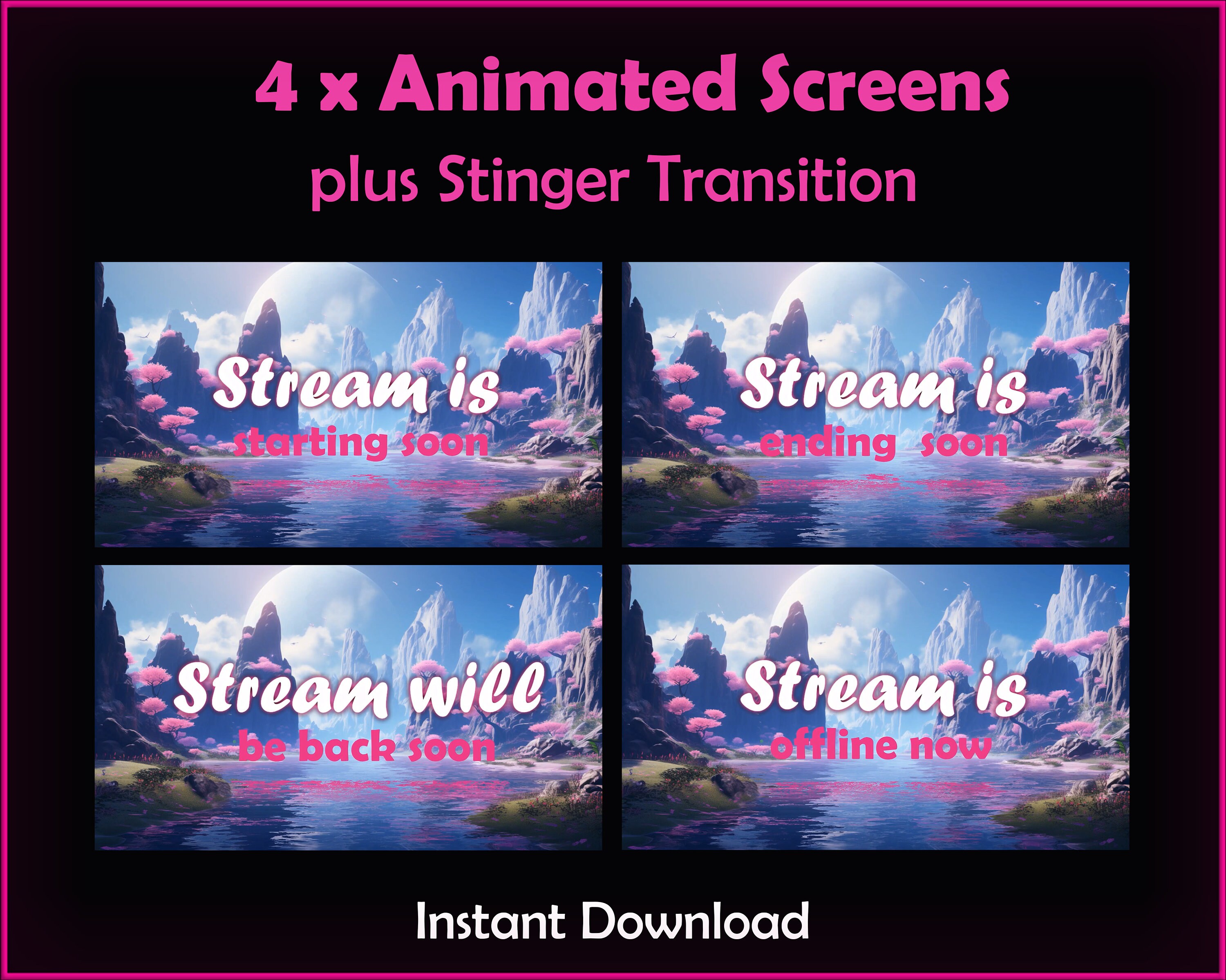 Animated Stream Screens With Stinger Transition Pack | Twitch Animated ...