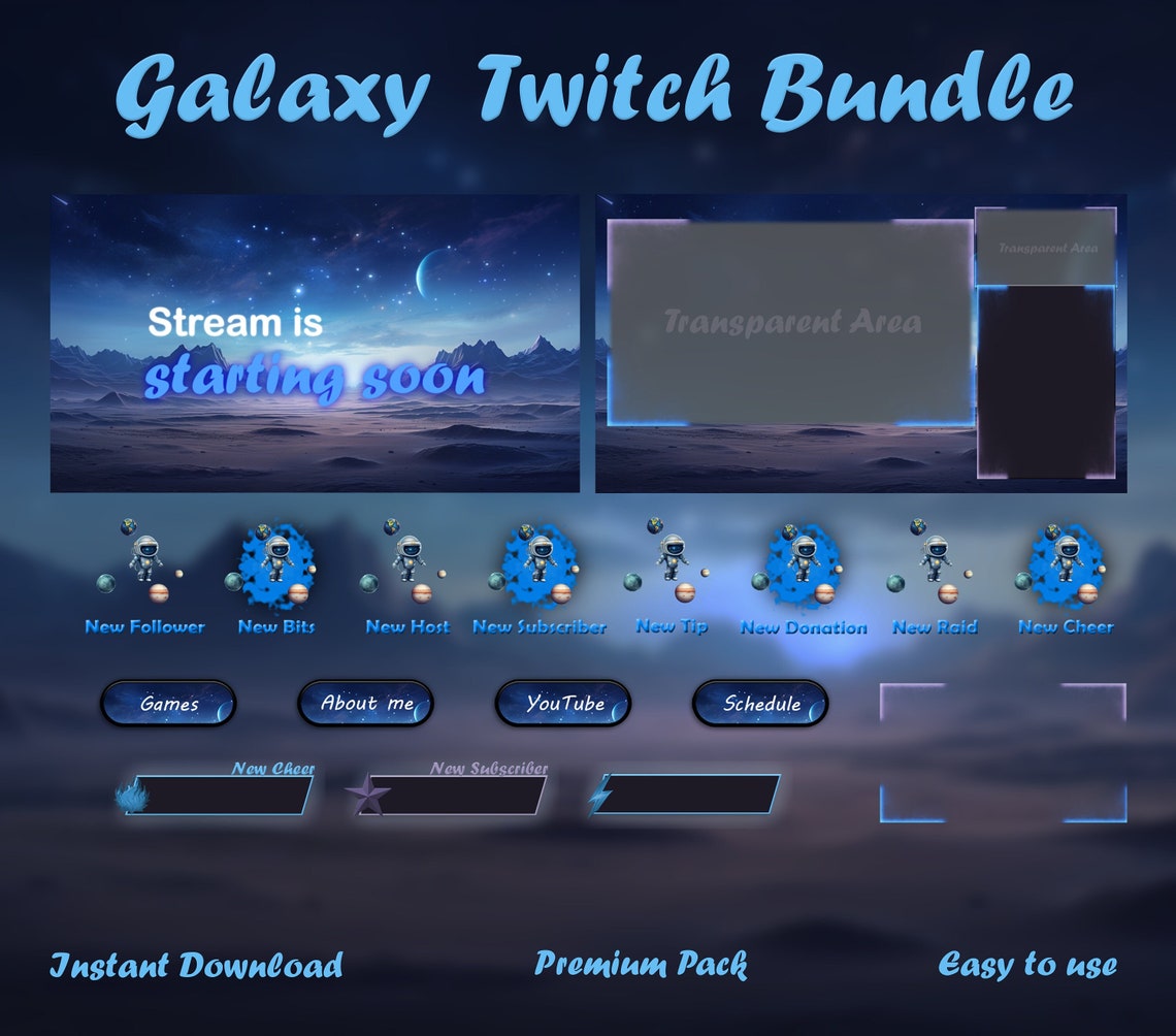 Animated Twitch Overlay Pack Stream Overlays Package Twitch Alerts ...