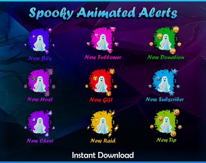 Animated Ghost Twitch Stream Alerts Pack Spooky Ghost Stream Alert Pack ...