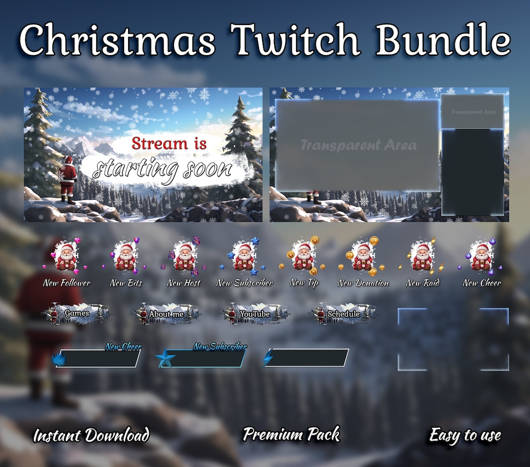 Christmas Animated Twitch Overlay Pack | Stream Overlays Package ...
