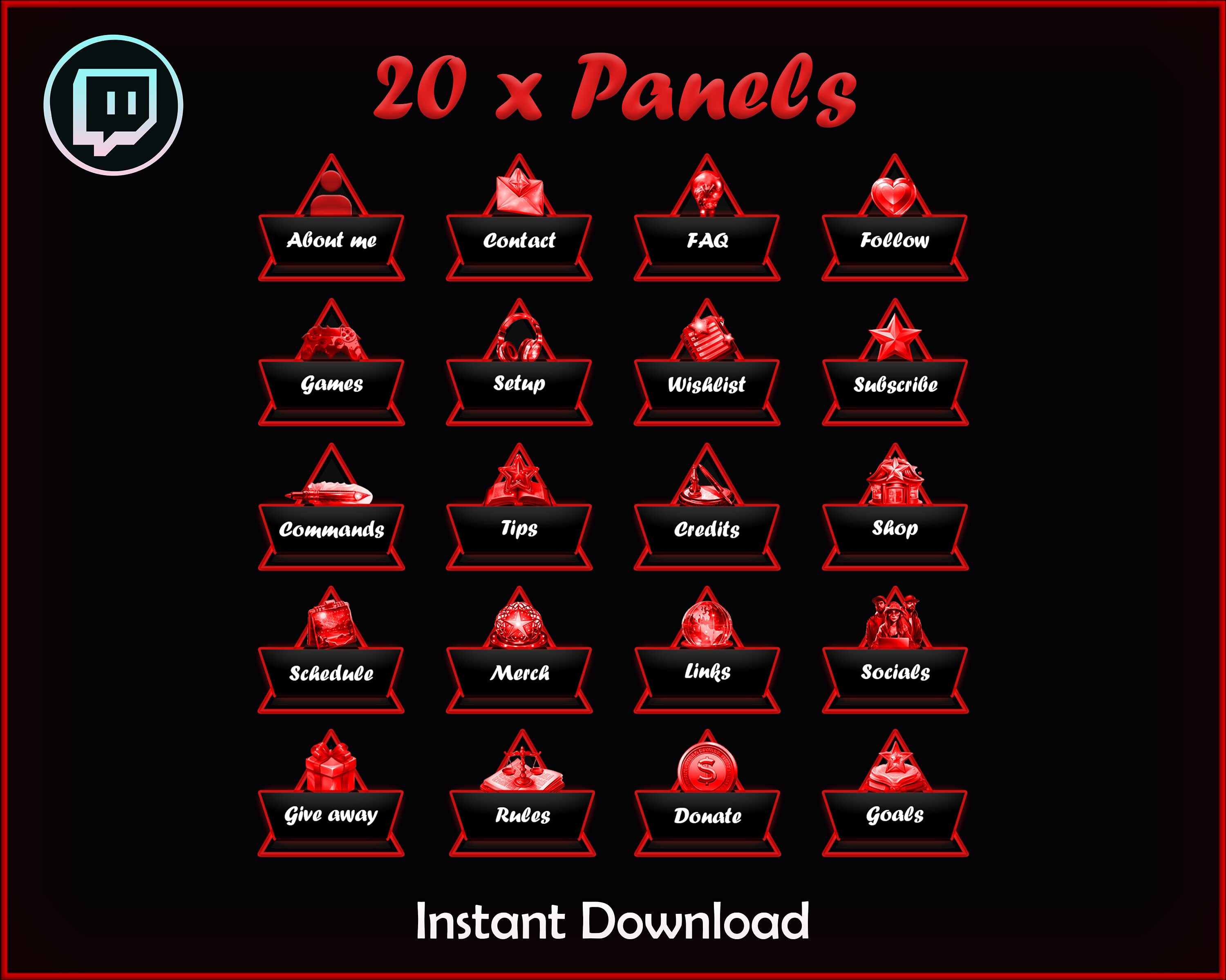 Twitch Panels Pack | Streaming Panels | Red Aesthetic Twitch Panels - Etsy