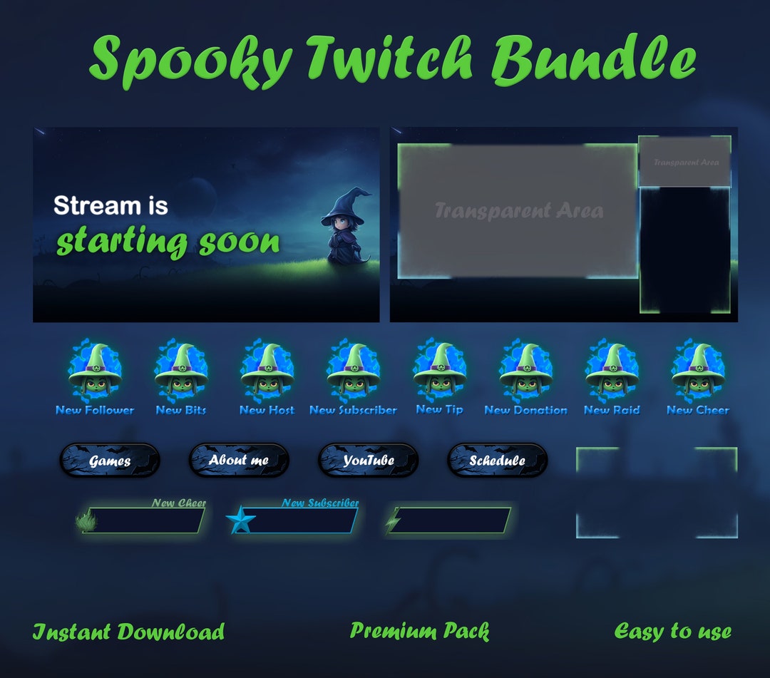 Animated Twitch Overlay Pack | Stream Overlays Package | Witchy Twitch ...