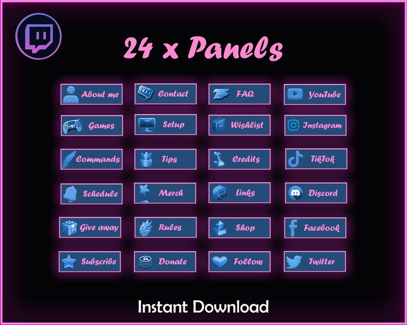 Twitch Panels Pack | Streaming Panels | Aesthetic Twitch Panels - Etsy